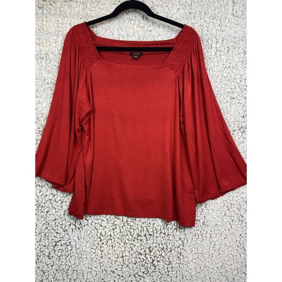 IMAN | Tops | Iman Square Neck 34 Wide Sleeve Red Flowy Knit Stretch ...